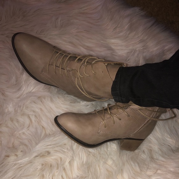 Shoes | Stone Lace Up Bootie | Poshmark